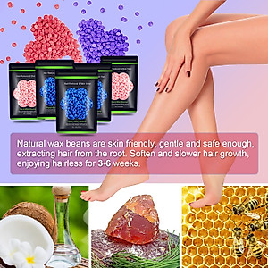 Hard Wax Beans 17.5Oz, Hair Removal Body European Brazilian Pearl Waxing Beans For Women Men Include 10 Waxing Spatulas For Bikini, Eyebrow, Face, Armpit 5 Packs