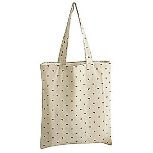 Caixia Women's Red Heart Canvas Tote Shopping Bag Beige (Zip)