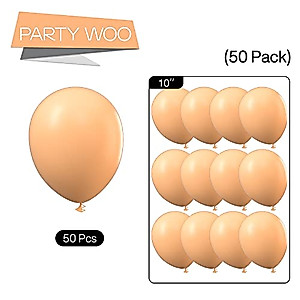 PartyWoo Peach Balloons, 50 pcs 10 Inch Light Peach Balloons, Peach Latex Balloons for Balloon Garland or Balloon Arch as Party Decorations, Birthday Decorations, Baby Shower Decorations, Peach-Q12