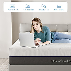 wowttrelax King Memory Foam Mattress 12 inch, 76''x80’, 2 Layer for More Supportive and Pressure Relief, Medium Firm Mattress, Soft Removable Cover Mattress Dark Grey White