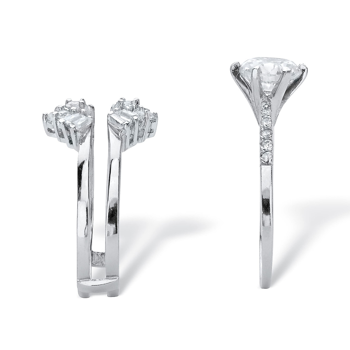 PalmBeach Platinum-plated Sterling Silver Round Cubic Zirconia Jacket Bridal Ring Set Sizes 6-10 Size 10