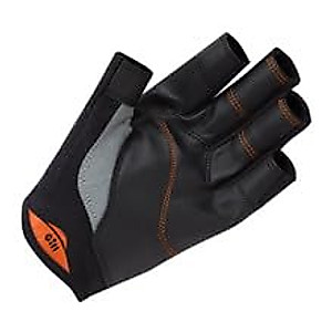 Gill Championship Sailing Gloves - Short Finger with 3/4 Length Fingers- Dura-Grip Fabric 50+ UV Sun Protection & Water Repellent - Black