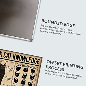 Flechazo Black Cat Knowledge Tin Sign Black Cat Kitchen Decor Poster Cat Smoke Poster Bar Bathroom Bar Garden Home Outdoor Wall Decoration Metal Tin Signs 12x8 Inch,12 x 8 inch