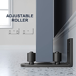 EaseLife Sliding Barn Door Bottom Floor Guide,Ball Bearings Adjustable Stay Roller,Wall Mount System,Flush Flat Bottom Design,2 Assemble Setup Options,Fit All Size Door,Black