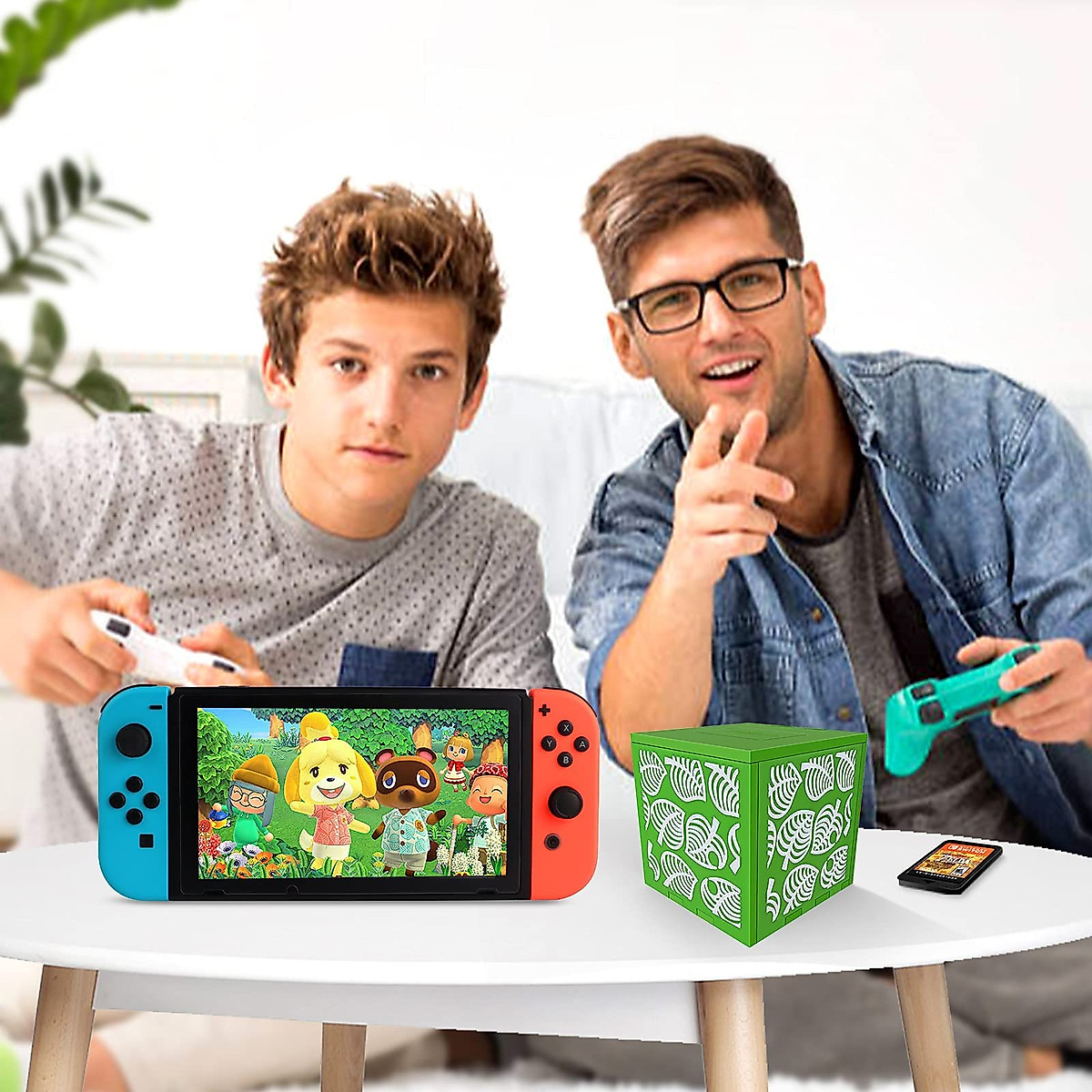 UFOPETIE Card Case for Nintendo Switch Game Card Storage,Compatible with Nintendo Switch Case Animal Crossing Theme,Game Case for Animal Crossing Cards,for Switch Accessories-Thumb Grip 2PCS-Leafs