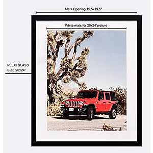 skyDrama Solid Wood 20x24 Picture Frame Black, Display 16x20 Photo without Mat or 20x24 Poster with Mat, Light Weight High Transparent Wooden 20by24 Frame for Wall - 20"x24"/Black/1Pack