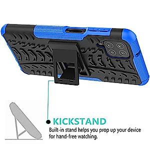 SKTGSLAMY Galaxy A12 Case,Samsung A12 Case,with HD Screen Protector, [Shockproof] Tough Rugged Dual Layer Protective Case Hybrid Kickstand Cover for Samsung Galaxy A12 (Blue)