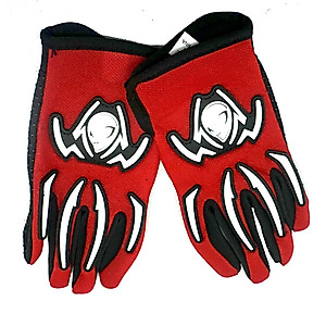 WOW Youth Kids Motocross Helmet BMX MX ATV Dirt Bike Helmet Spider Red + Goggles + MG Youth Red Glove Bundle