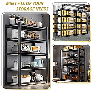 REIBII Garage Shelving Heavy Duty Garage Storage Shelves Load 2050LBS, Heavy Duty Shelving Adjustable 5 Tier Storage Shelves, Large Metal Shelving Unit for Garage Pantry, 39.4"W x 17.7"D x 72"H, Black