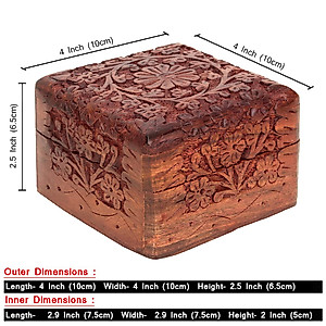 Ajuny Wooden Hand Carved Decorative Keepsake Box Jewelry Armoire Treasure Chest Trinket Holder Storage Travel Organiser Perfect Unique Gifts Ideas for Men and Women