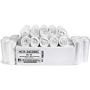 Aluf Plastics 12-16 Gallon Clear Trash Bags (1000 Count) - 24" x 33" - 8 Micron Equivalent High Density Value Garbage Bags for Bathroom, Office, Industrial, Commercial, Janitorial, Recycling