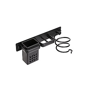 YUET Hair Dryer Holder Hairdryer Station Wall Mounted Spiral Shelf Bracket Stand Hanger Straightener Organizer Blow Storage with Holes Rack For Bathroom Aluminum Professional (Black With Cup)