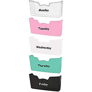 5 Pack - Simple Houseware Single Pocket Wall Mount File Holder, Assorted Color