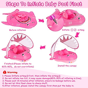 Baby Pool Float, Infant Swimming Float with Sun Protection Canopy Inflatable Floaties for Toddlers Shark Baby Swim Floats Ring for Pool Bath Toys for Newborn 3-36 Months