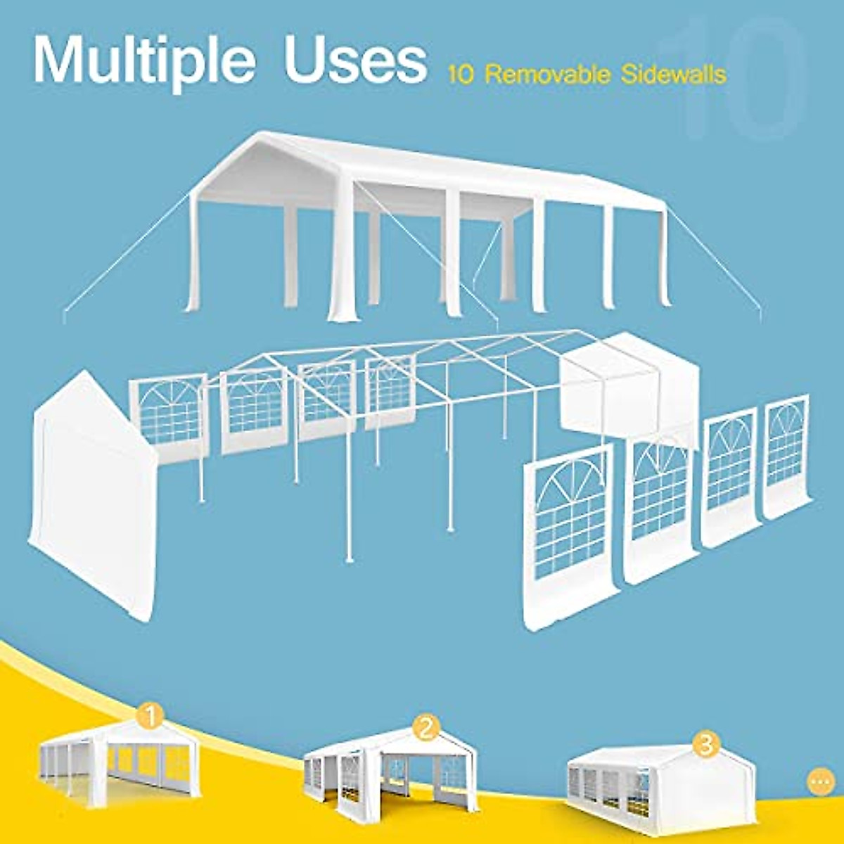 Quictent 13'x26' Heavy Duty Outdoor Gazebo Wedding Party Tent Canopy Shelter with Carry Bags