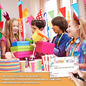 Kids Thank You Cards Fill in the Blank, Magic Unicorn Thank You Cards, Rainbow Unicorn Greeting Cards, Thank You Notes For Girls, Birthday Party Decorations Favors (20 Cards With 20 Envelopes) -08