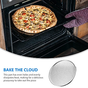Hemoton Pizza Oven Tools 9 Inches Pizza Pan Even Heating Accessories Non Stick Tray Kitchen Tools Plate Hole Home Baking Bakeware Perforated Aluminum Alloy Kitchen Gadget Perforated Pizza Pan
