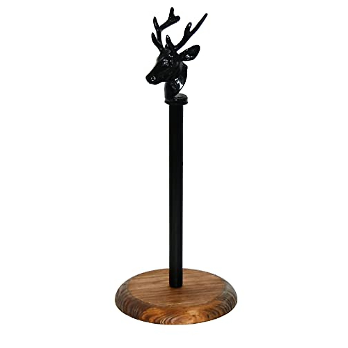 OwlGift Deer Paper Towel Holder Stand, Elk Freestanding Paper Towel Roll Dispenser for Kitchen Countertop Fits Standard and Jumbo Size Paper Towels w/ Top Cast Iron Reindeer Farmhouse Design