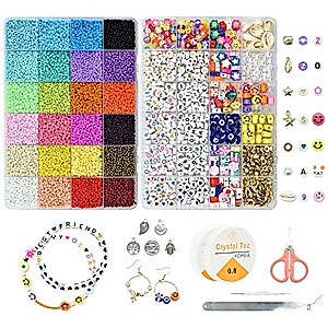 JOJANEAS 28800pcs 2mm Glass Seed Beads for Jewelry Making Kit 24 Colors Bracelet Making Kit Tiny Beads Set,Necklace Ring Making Kits