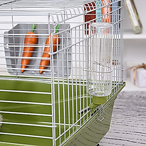 PawHut 47" Small Animal Cage Chinchilla Guinea Pig Hutch Ferret Pet House with Platform Ramp, Food Dish, Wheels, & Water Bottle