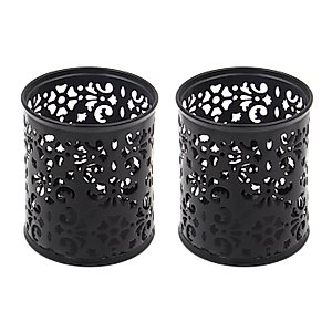 EasyPAG Metal 2-Piece Pen Holder Set Desk Accessories & Workspace Organizers for Classroom, School & Office,Black