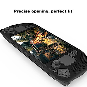 Protective Case for Steam Deck, MASIMEMDRY Full Body Silicone Soft Cover Protector for Steam Deck, Shock-Absorption and Anti-Scratch Design, Black