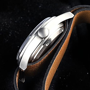 Baltany Dirty Dozen Watch Men D12 36MM Sea Gull ST1701 Movement Automatic BGW9 Luminous Vintage Military Wristwatches (Brown NAT Black)