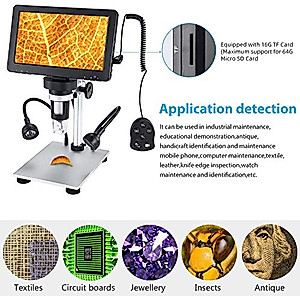 ANNLOV 7" LCD Digital Microscope with 32GB TF Card 1200X Maginfication 1080P Coin Microscope with Wired Remote,12MP Ultra-Precise Focusing Video Camera with 8 LED Fill Lights Windows/Mac Compatible
