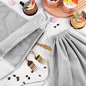 Kochorie 6 Pack Silver Storage Bags Anti Tarnish Storage Bag Fabric Cloth Bags with Diverse Sizes for Jewelry Silverware Protection Flatware Plate Tarnish, Grey