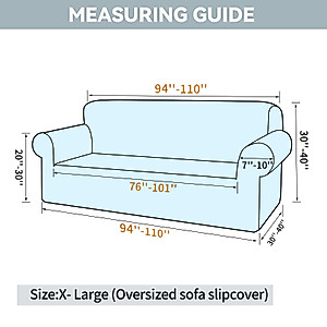 LURKA Stretch Oversized Sofa Slipcovers 1 Piece Couch Covers for 3 Cushion Couch Sofa Furniture Protector Full Sofa Covers with Elastic Bottom for Kids and Pet (Brown, X-Large)