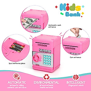 Piggy Bank for Girls Boys Large Electronic Money Coin Banks with Password Protection, Automatic Paper Money Scroll Saving Box, Digital Electronic Savings Safe Machine Box, Birthday Gifts for Kids