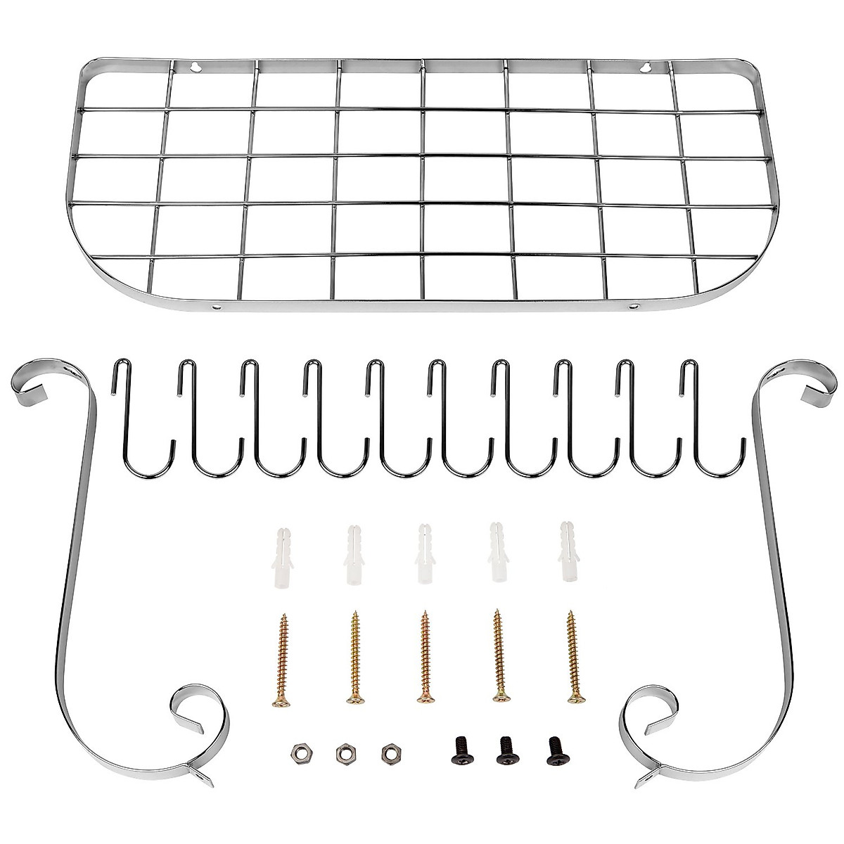 Vdomus Hanging Pot Rack Organizer, Wall Mounted Kitchen Pan Organizer Pots and Pan Storage with 10 Hooks, Kitchen cookware Storage Organizer, 24 by 10-inch (Sliver)