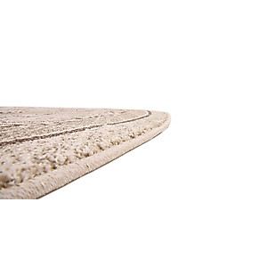 Unique Loom La Jolla Collection Botanical, Contemporary, Traditional, Rustic, Border Area Rug, 12' 2" Round, Ivory/Beige