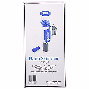 ESHOPPS Nano Skimmer | Protein Skimmer for Nano Tanks | New improved adjustable magnetic mount | Adjustable water height. Minimal foot print. Fits most All in one tanks back chamber