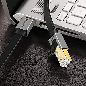 ANNNWZZD CAT 8 Ethernet Cable, Flat LAN Network Cable High Speed 26AWG Patch 40Gbps, 2000Mhz with Gold Plated RJ45 Connector for Router, Modem, PC, Switches, Hub, Laptop, Gaming, Xbox (25ft/25FT)