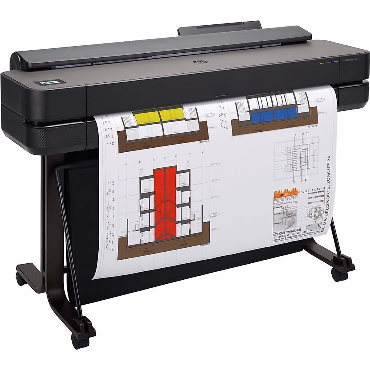HP DesignJet T650 Large Format 36-inch Plotter Printer, Includes 2-Year Warranty Care Pack (5HB10H), Black