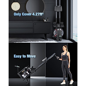 YOSUDA Water Rowing Machines with Bluetooth-Water Rowers 350LBS Weight Capacity for Home Use with Smooth Aluminum Dual Slide Rail & Rowing-Dedicated Monitor