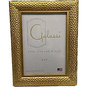 F. G. Galassi Handcrafted Fine Italian Wood Photo Picture Frame Hammered Gold Tone - 5 x 7-55957