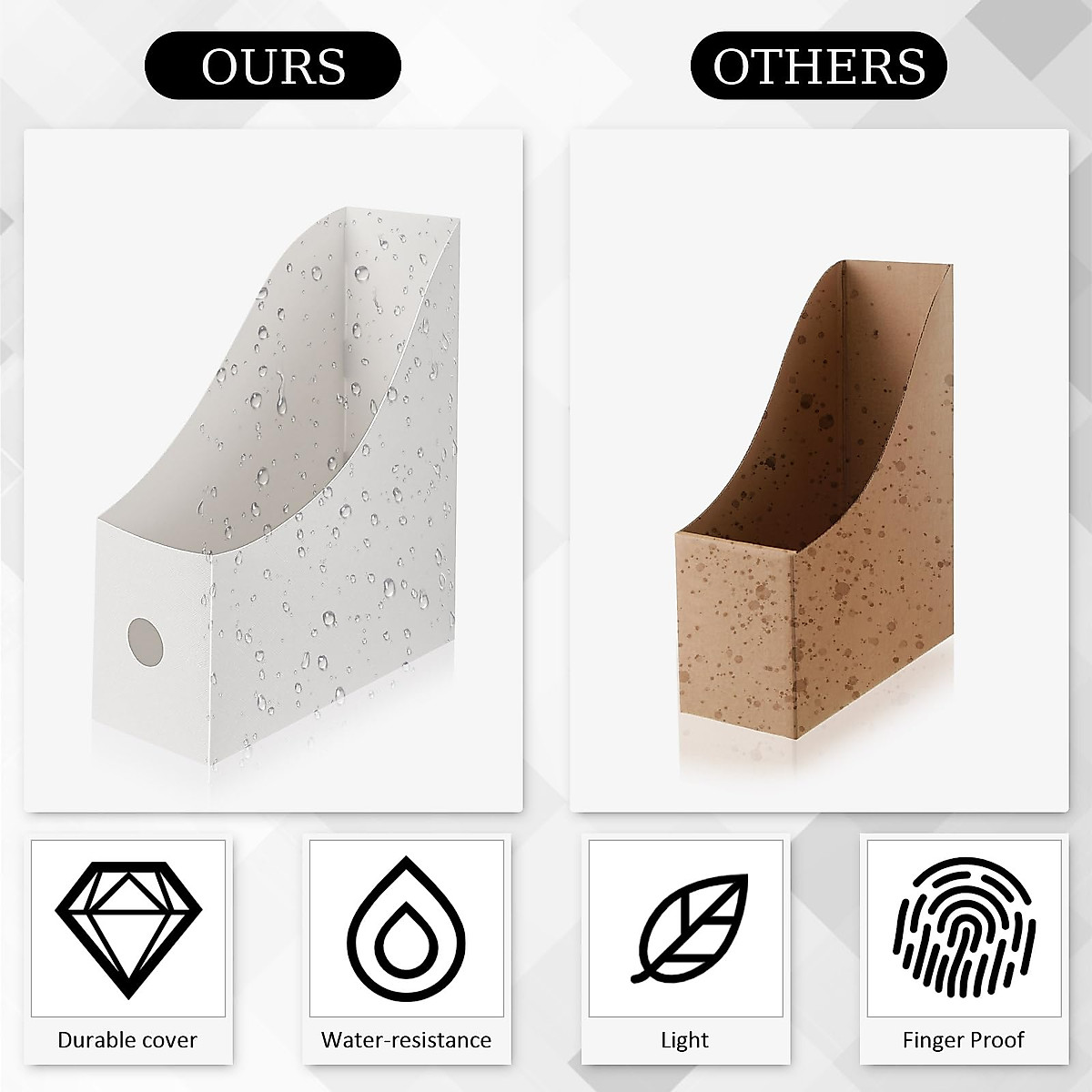 Harloon 24 Pcs Plastic Magazine File Holder Desk Storage Folder Organizer Cardboard Shelves Heavy Duty Document Box Vertical Book Bin File Rack for School Home Classroom Office (Black)