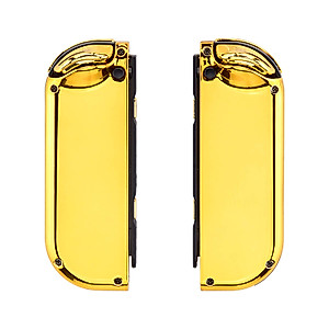eXtremeRate Chrome Gold Joycon Handheld Controller Housing (D-Pad Version) w/Full Set Buttons, DIY Replacement Shell Case for Nintendo Switch & Switch OLED Model Joy-Con – Console Shell NOT Included