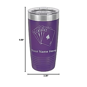 LaserGram 20oz Vacuum Insulated Tumbler Mug, Royal Flush Poker Cards, Personalized Engraving Included (Dark Purple)
