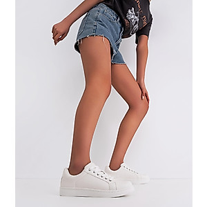 Vepose Women's 8003 Fashion Lace Up Comfortable Casual Tennis Sneakers,White,Size 8M US(CJY8003 White 08)