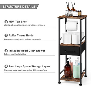 Shinoske Small Bathroom Cabinet,Toilet Paper Holder with Storage,Compact Bathroom Floor Cabinet,Bathroom Storage Cabinet,Suitable for Any Small Space in Bathroom,Laundry Room,Kitchen,Rustic Brown