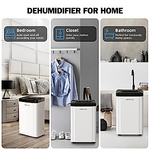 AIRPLUS 4,500 Sq.Ft 70 Pint Dehumidifier for Basements, (4 Smart Modes) Quiet Dehumidifiers for Bedroom & Home with Drain Hose, Auto Shut Off/24 Hr Timer/0.8Gallon Water Tank