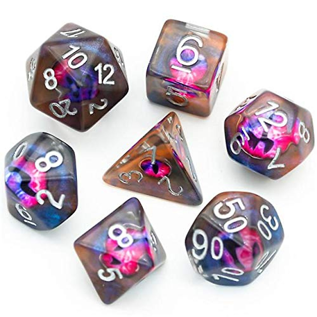 Demon Eye Dragon Eye Dice 7-Dice Set Resin Dungeons and Dragons Dice