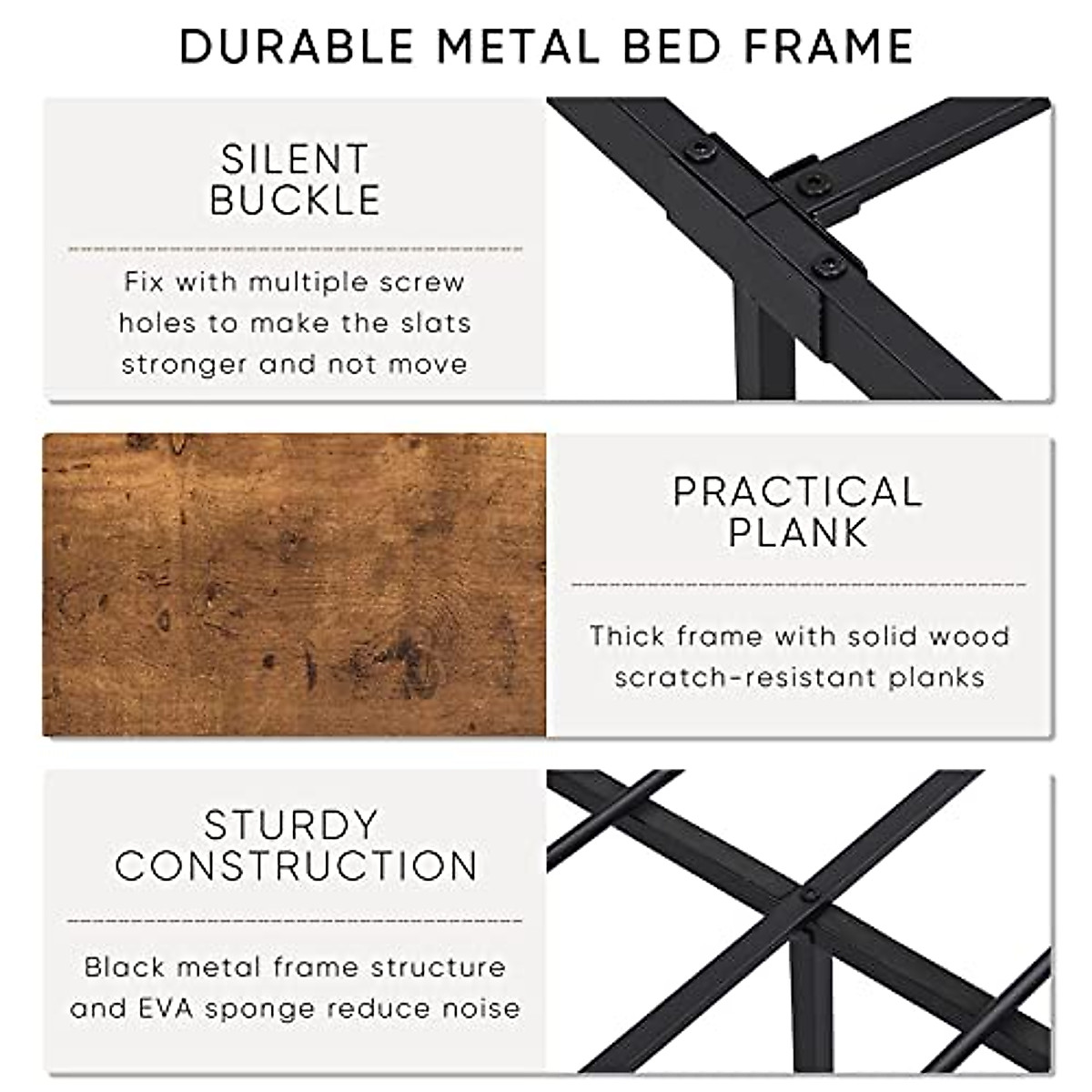 Ailisite Queen Size Bed Frame with Storage Drawers and 2 USB Ports, LED Queen Bed Frame with Headboard, Metal Platform Bed No Noise, Mattress Foundation Strong Metal Slats Support No Box Spring Needed