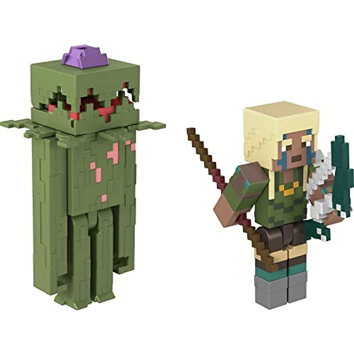 Mattel ​​Minecraft Craft-a-Block 2-Pk, Action Figures & Toys to Create, Explore and Survive, Authentic Pixelated Designs, Collectible Gifts for Kids Age 6 Years and Older