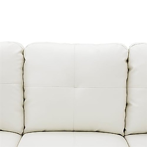 NOTOP 3-Piece Faux Leather L-Shaped Sectional Sofas, Button Tufted Upholstered Couch Set with Left Chaise Longue and Storage Ottoman, for Living Room, Home, Office,White