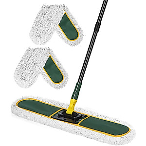 24" Commercial Dust Mop for Floor Cleaning, Heavy Duty Large Mop with Replacement Mop Pads, Industrial Duster Floor Wet Dry Mop for Cleaning Office Garage Hardwood Warehouse Factory Mall