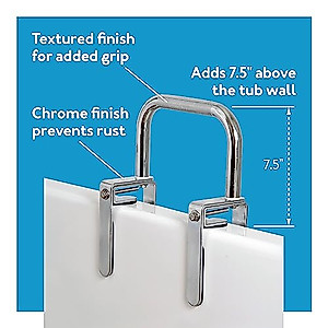 Carex Bathtub Rail and Grab Bars for Bathtubs and Showers - Bathtub Grab Bar, Shower Handle & Bath Tub Bar Clamps for Seniors & Elderly, Chrome